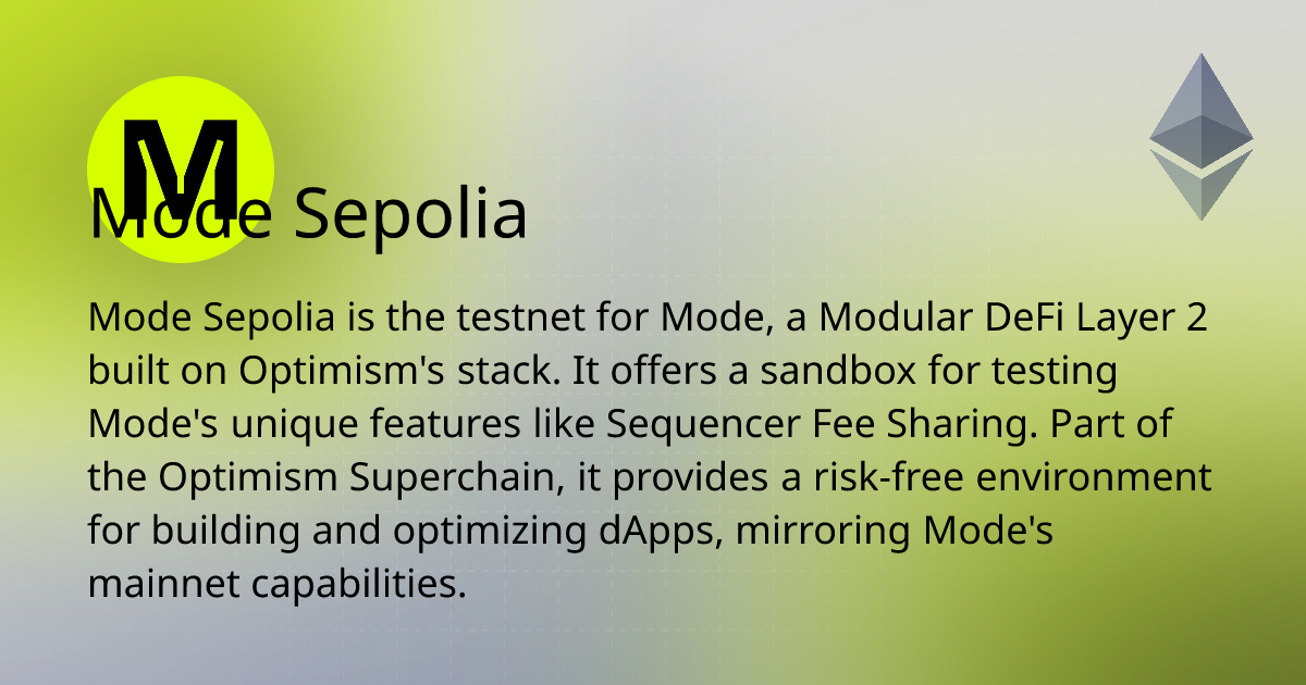 Mode Sepolia Faucet - Ethereum Ecosystem